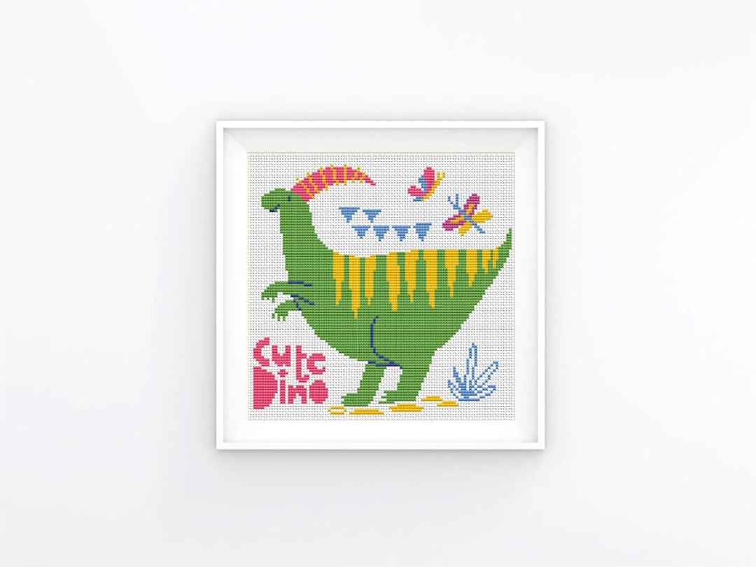 Cross Stitch Pattern Dinosaur Dino Butterfly Cute Animal - Etsy