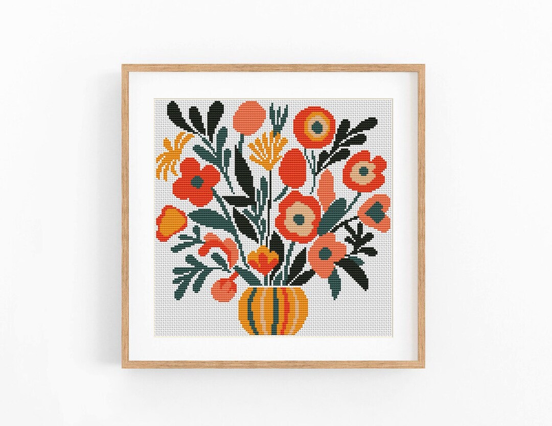 Abstract Cross Stitch Pattern, Modern X-stitch Pattern, Colorful Cross Stitch Chart, Bauhaus ...