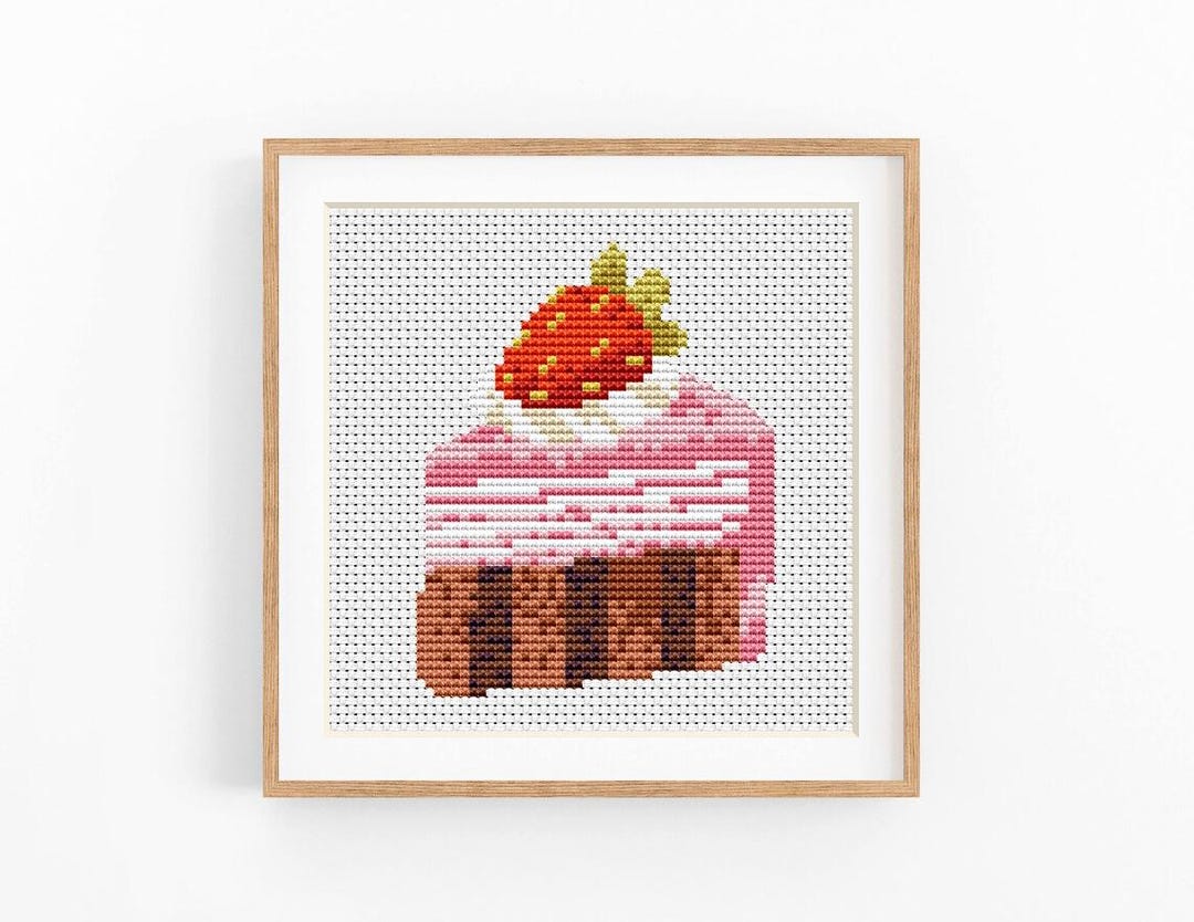 Strawberry Layer Cake Cross Stitch Pattern. Dessert Cross Stitch PDF ...