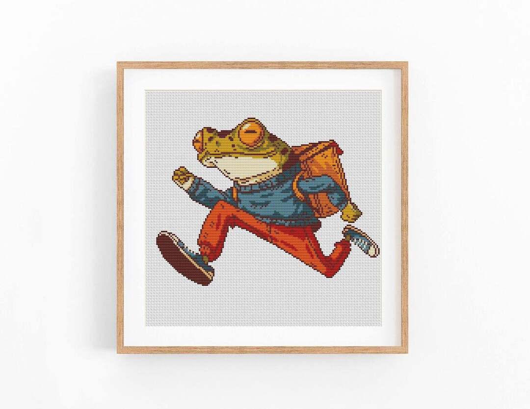 Teenager Frog Cross Stitch Pattern, Modern Animal Design,counted Cross ...