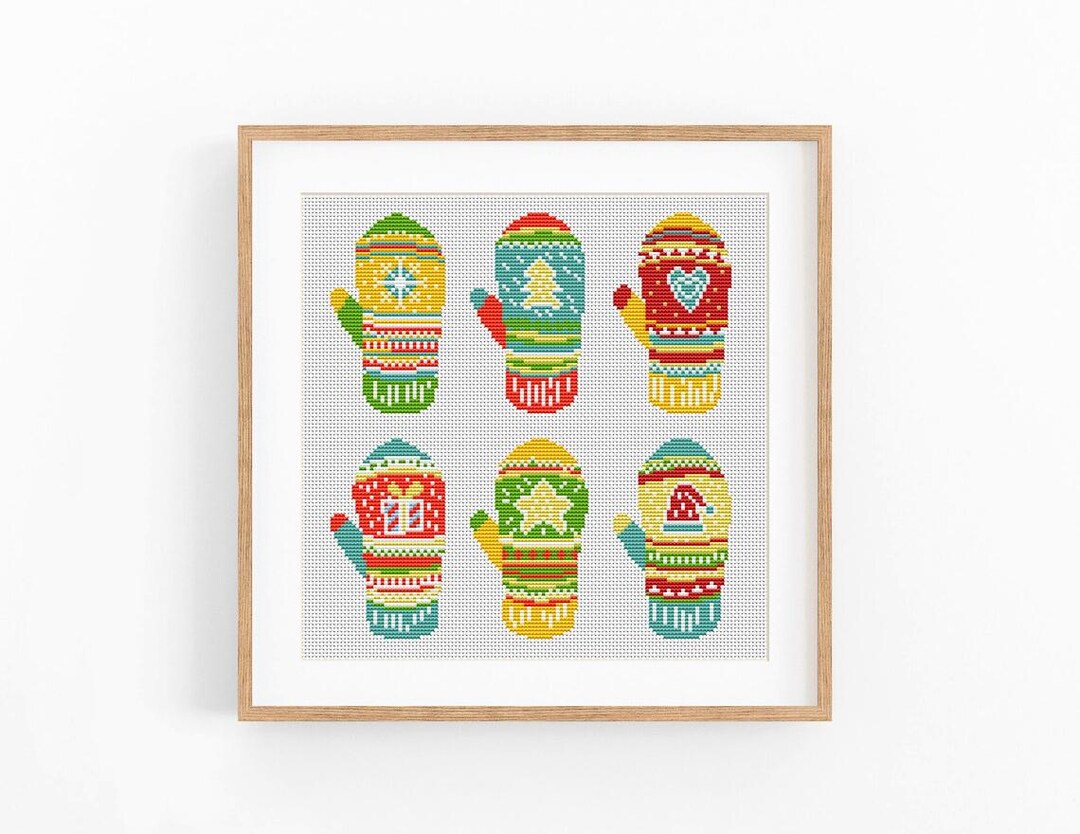 Christmas Mittens Cross Stitch Pattern, Instant Download PDF, Holiday ...