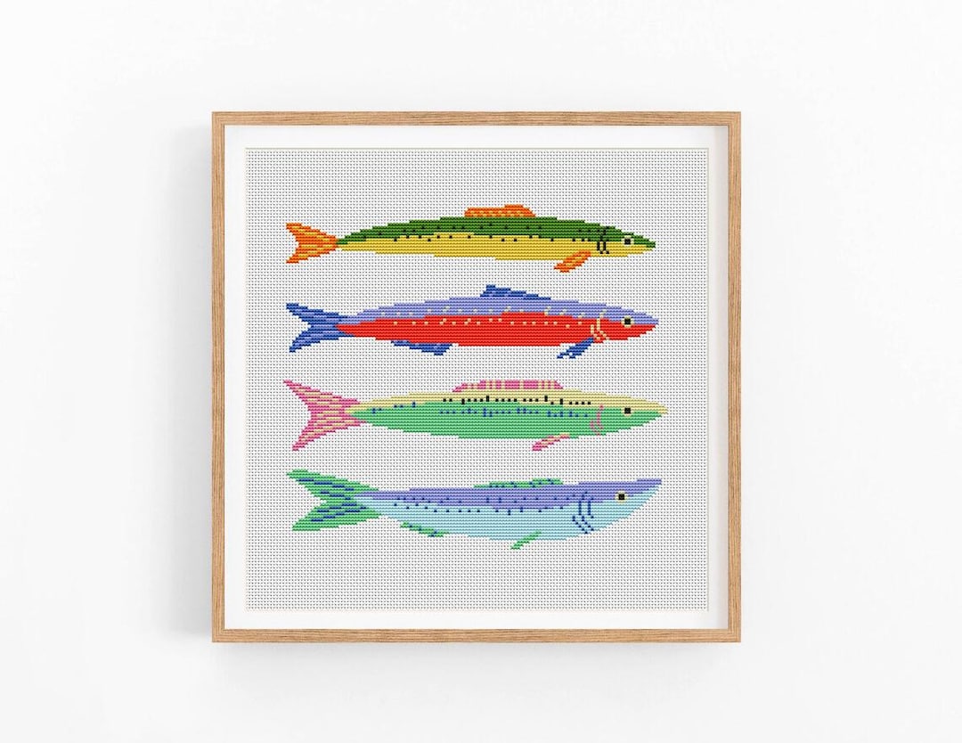 Cross Stitch Pattern, Fish, Sea, Osean, Cute Fish, Counted Cross Stitch ...