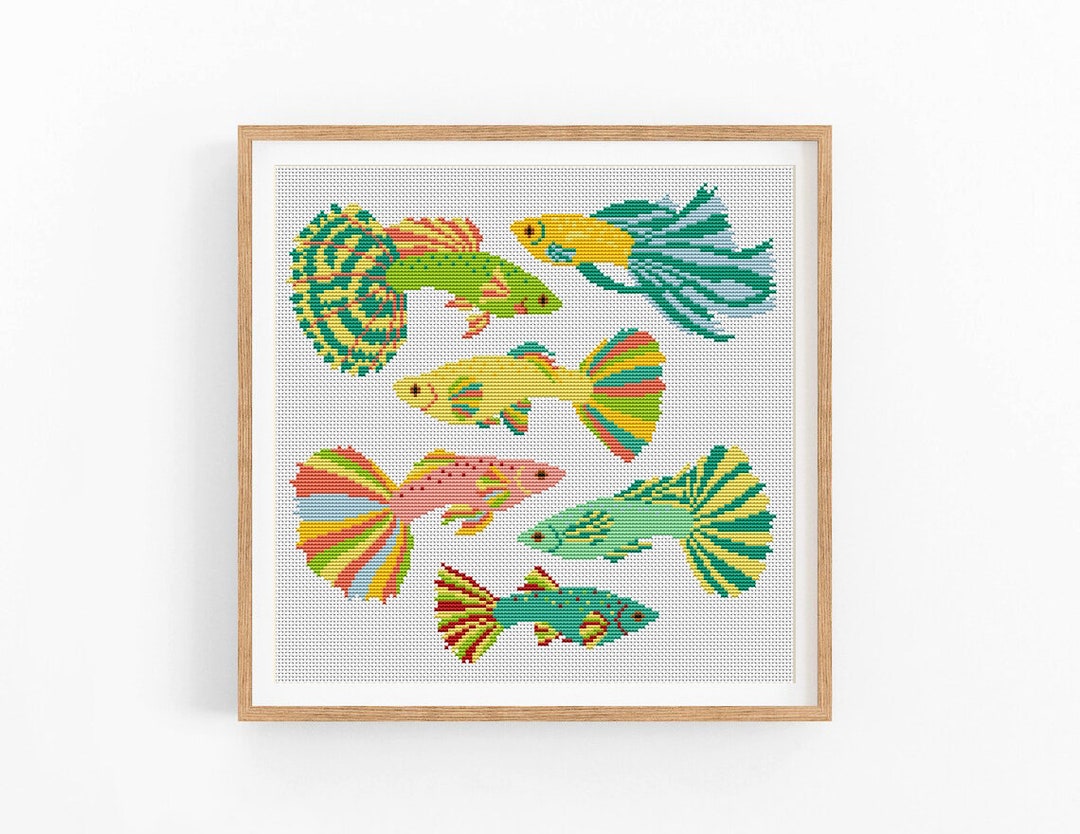 Cross Stitch Pattern, Fish, Sea, Osean, Cute Fish, Counted Cross Stitch ...