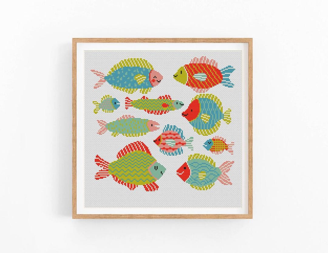 Cross Stitch Pattern, Fish, Sea, Osean, Cute Fish, Counted Cross Stitch ...