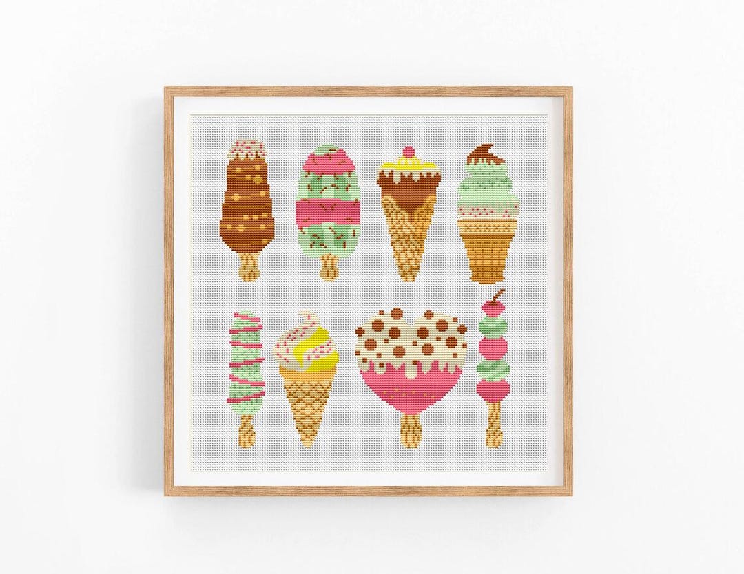 Ice Cream Cross Stitch Pattern Modern Food. Kitchen PDF Embroidery ...
