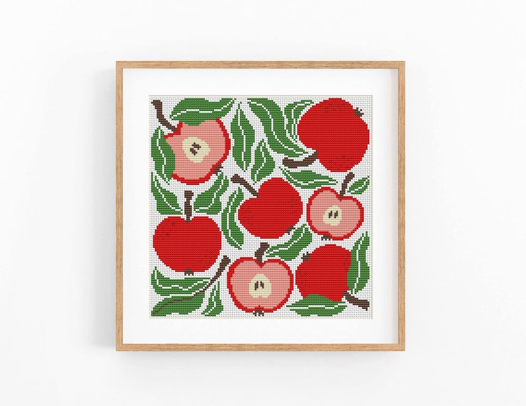 Cross Stitch Pattern Modern Fruit. Apple Vegetable PDF Embroidery ...