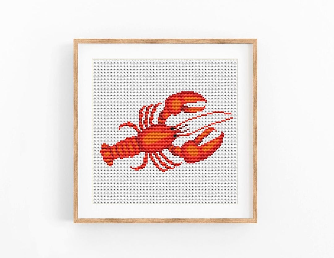 Lobster Fish Cross Stitch Pattern, Seafood, Lobster Crab Plate Cross ...