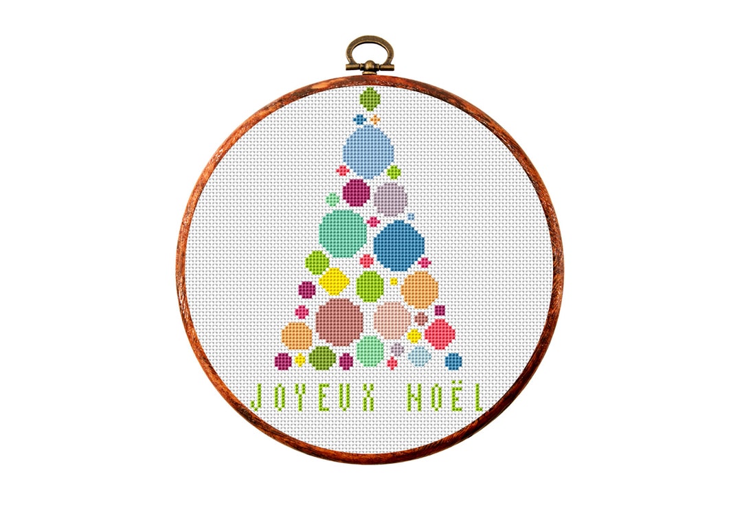 Merry Christmas Cross Stitch Pattern, Joyeux Noel, Modern Cross Stitch ...
