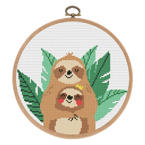 Sloth Cross Stitch - Etsy