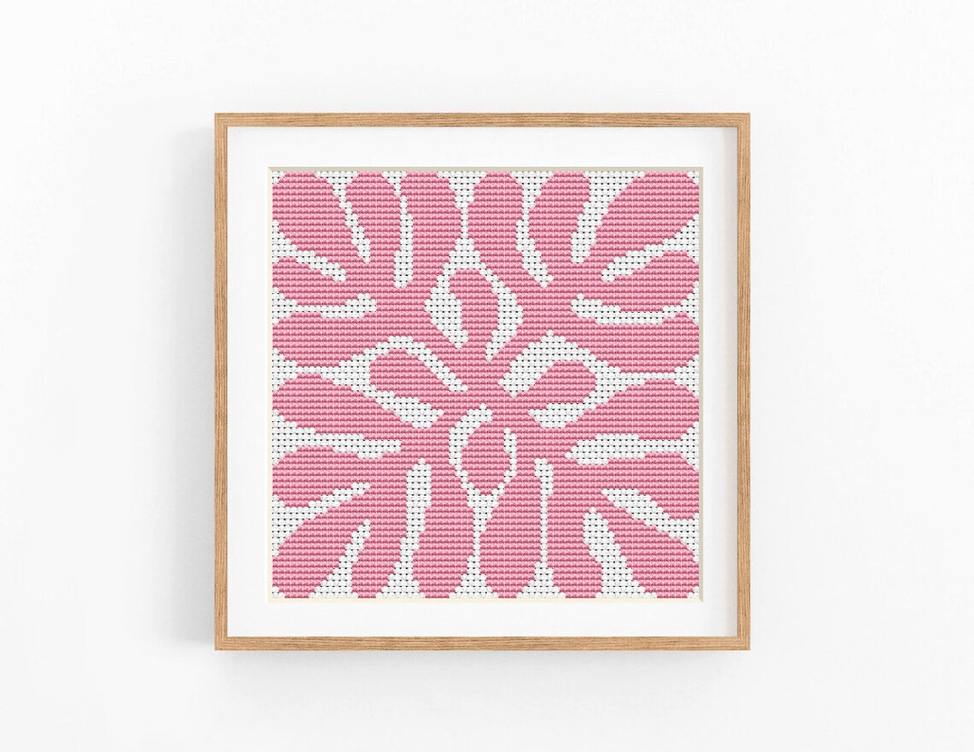 Cross Stitch Pattern Modern Abstract, Plant X-stitch Pattern, Mini ...