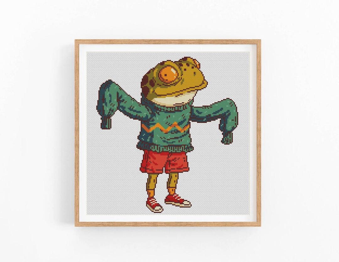 Teenager Frog Cross Stitch Pattern, Modern Animal Design,counted Cross ...