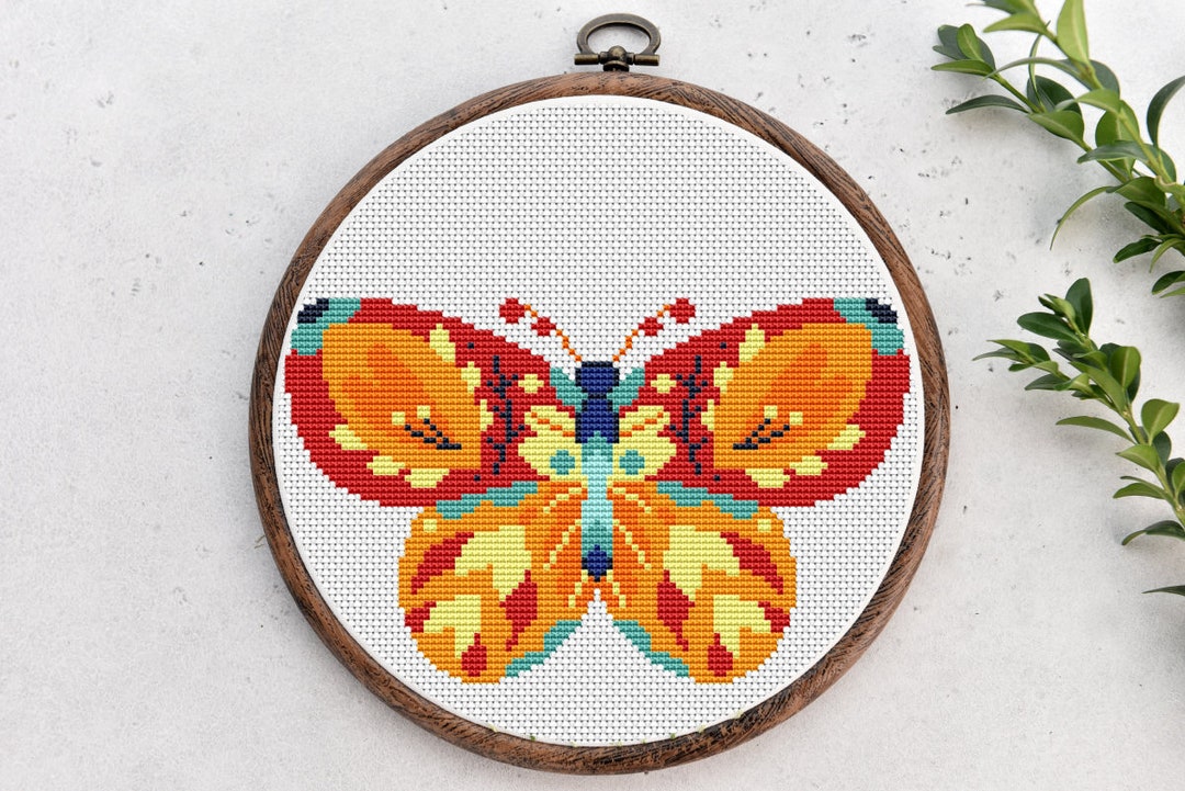 Cross Stitch Pattern, Pop Art Butterfly, Flying Insect Nature Cross ...