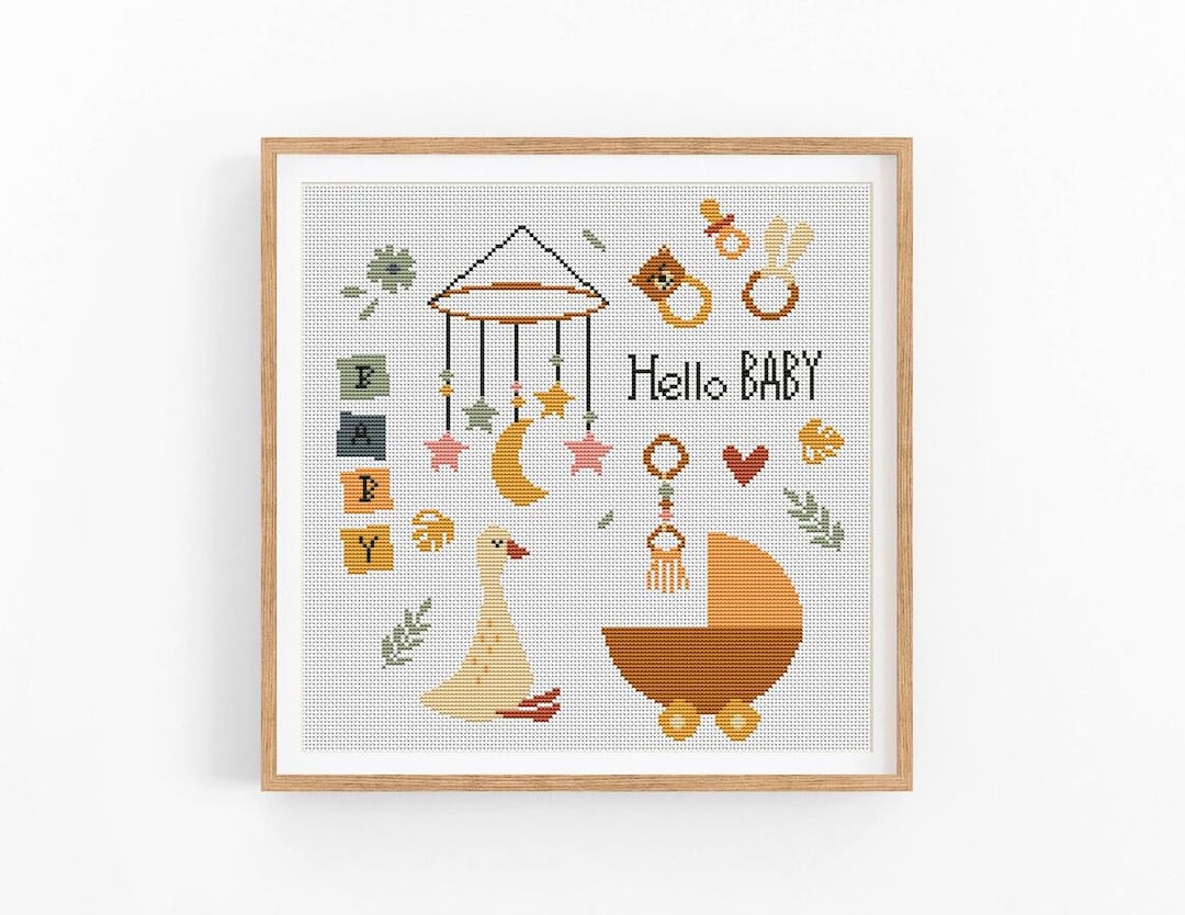 Cross Stitch Pattern, Modern, Nursery Welcome Baby, Easy Counted Cross ...