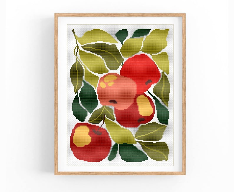 Cross Stitch Pattern Modern Apple Flowers Abstract, Modern, Easy X ...