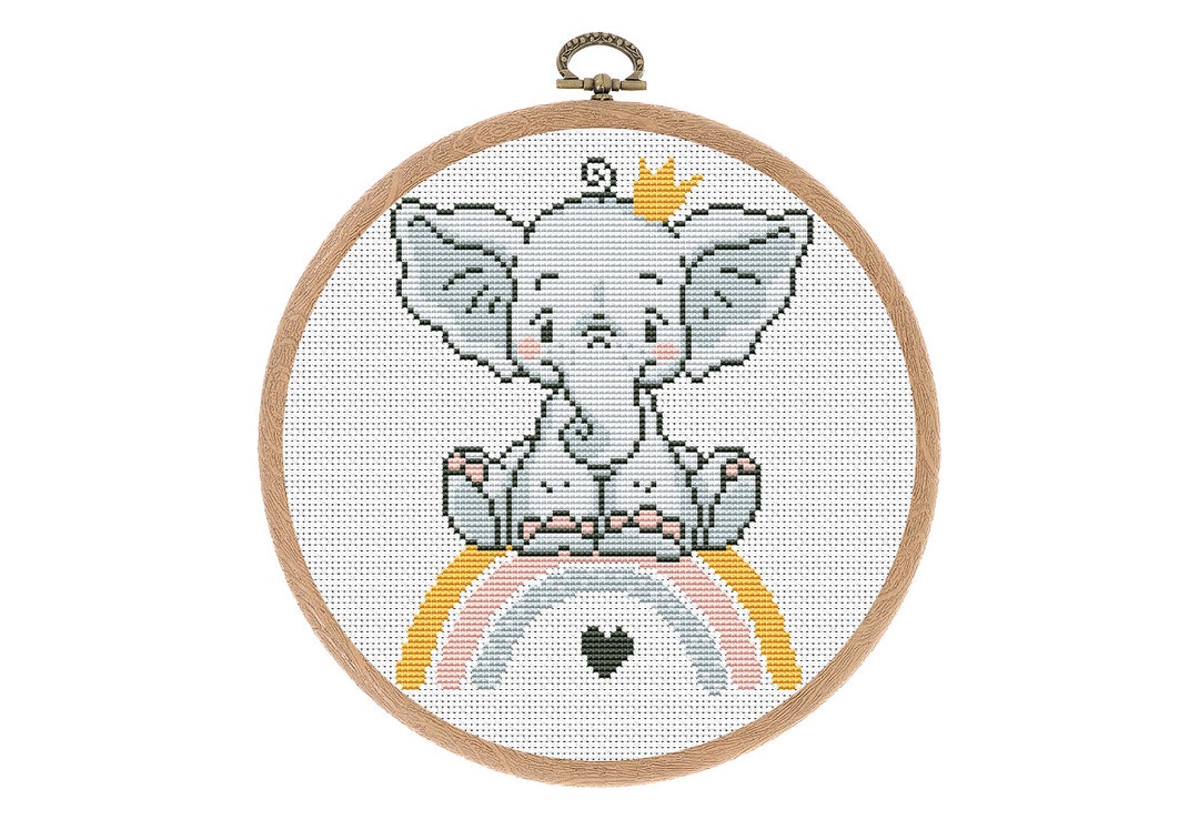 Cross Stitch Pattern, Modern, Cute Elephant, Counted Cross Stitch ...