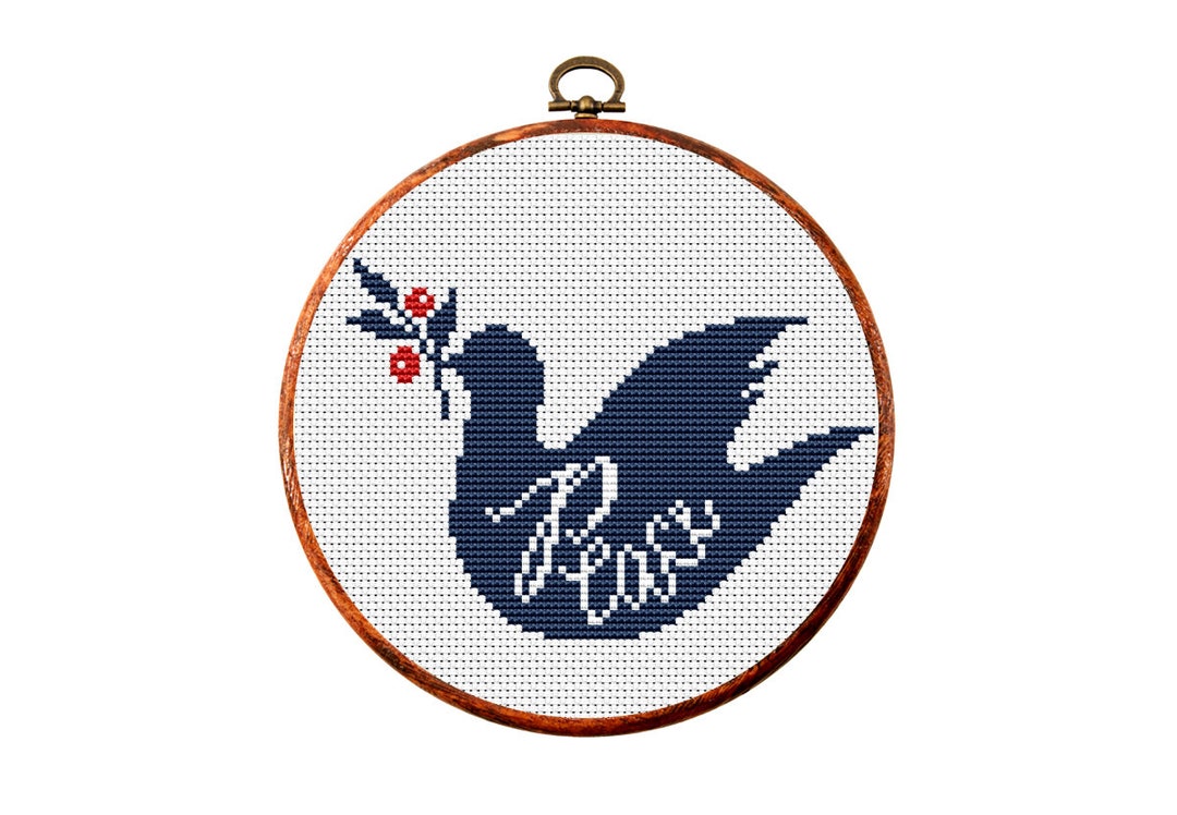 Peace Cross Stitch Pattern, No War, Dove, Modern Abstract, X-stitch ...
