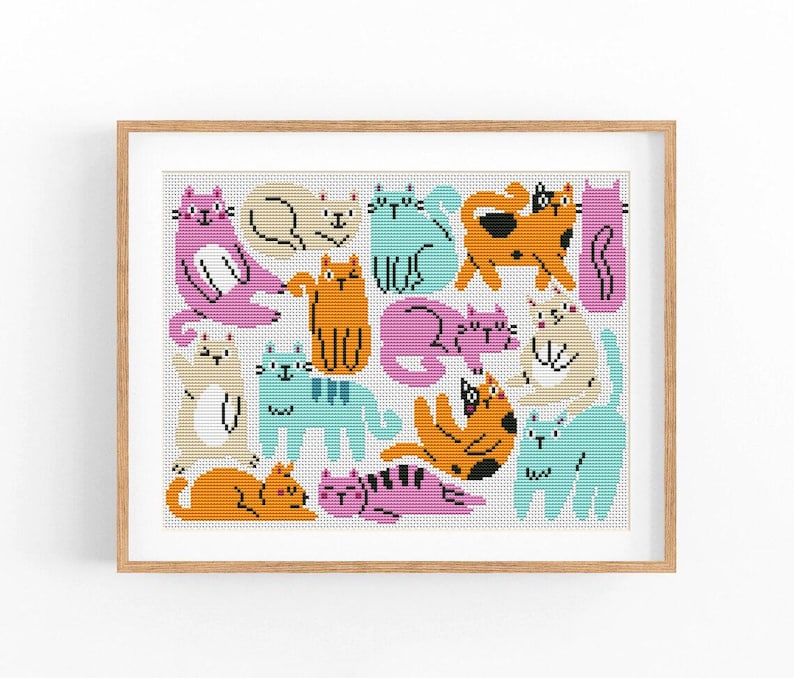 Cross Stitch Pattern, Funny Cats, Modern X-stitch Pattern, Cross Stitch ...