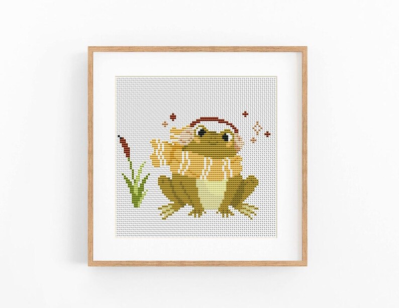 Frog Cross Stitch Pattern, Modern Animal Design, Tiny Counted Cross ...