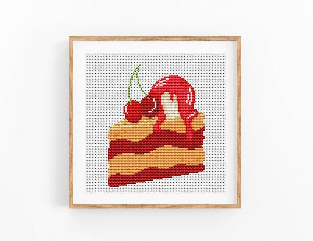 Cherry Layer Cake Cross Stitch Pattern. Dessert Cross Stitch PDF. Small ...
