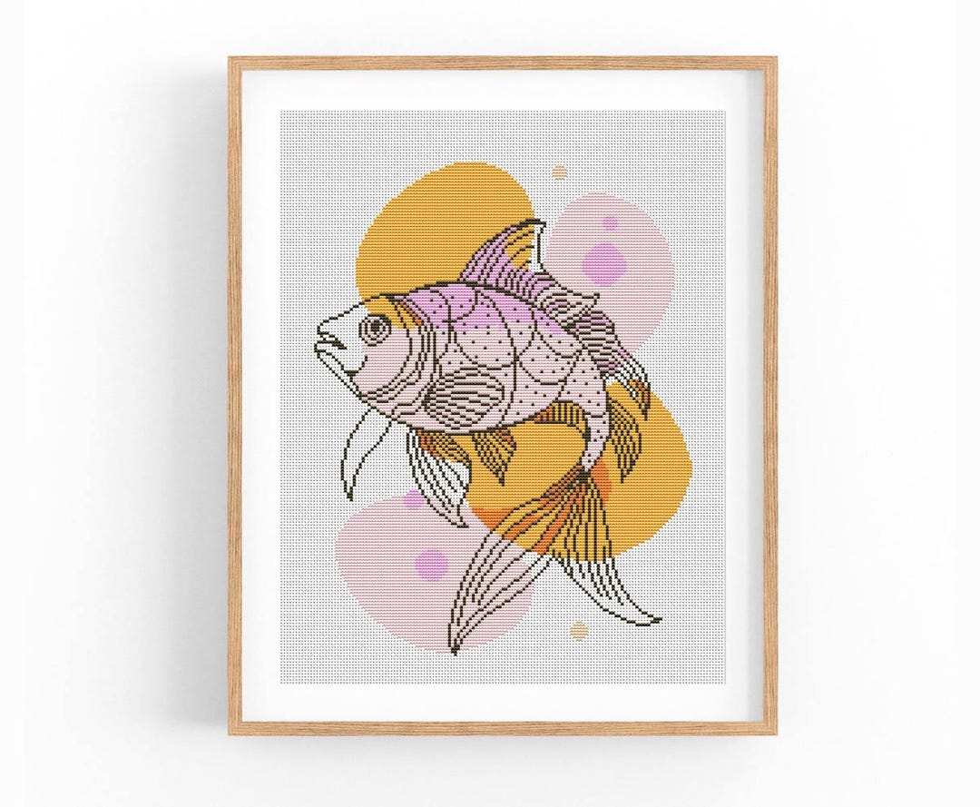 Cross Stitch Pattern, Cute Fish, Koi Fish, Water Cute Fish, Counted ...