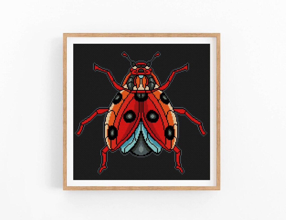 Ladybug Abstract Cross Stitch Pattern, Mandala Modern X-stitch Pattern ...