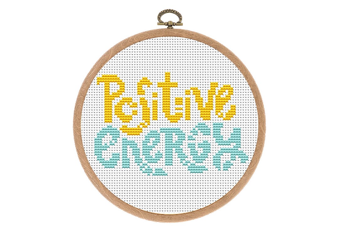 Cross Stitch Pattern Modern Positive Energy Quote Small - Etsy