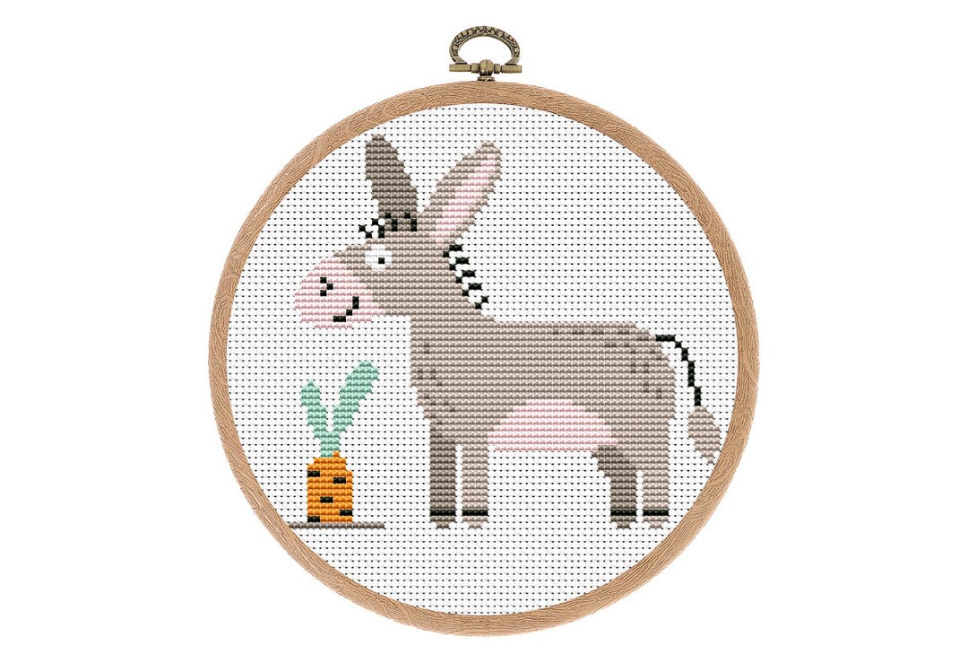 Cross Stitch Pattern, Modern, Cute Donkey, Easy Counted Cross Stitch ...