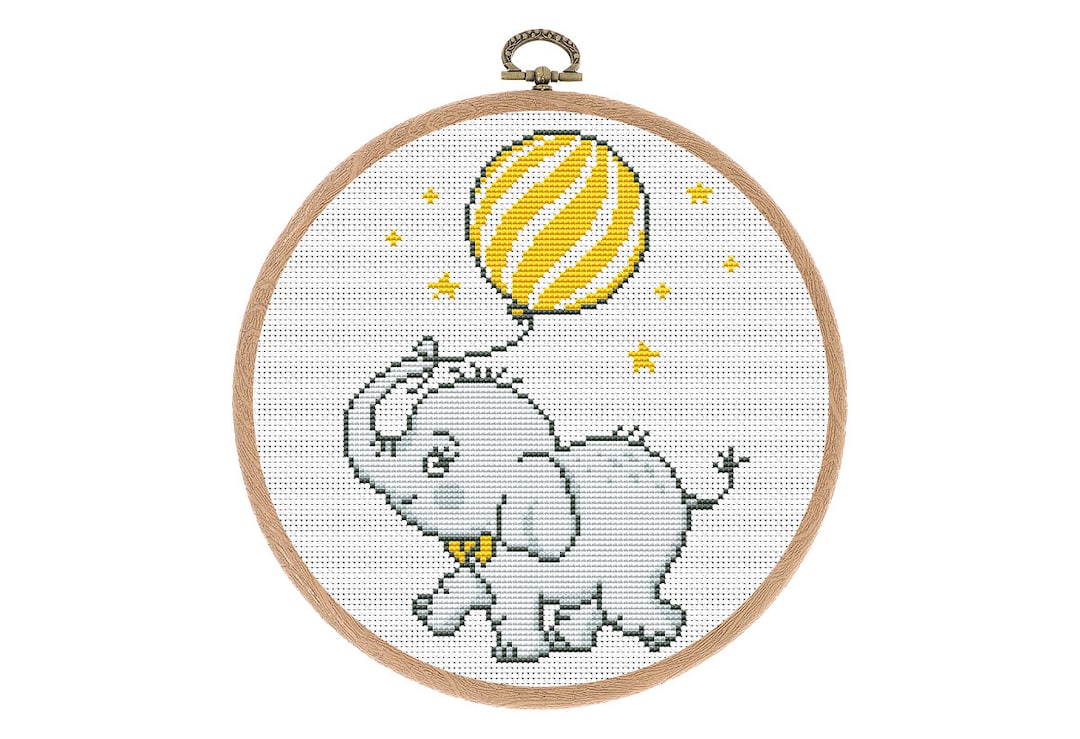 Cross Stitch Pattern, Modern, Cute Elephant, Counted Cross Stitch ...