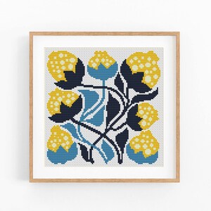 Set of 6 Modern Flowers Cross Stitch Patterns, Abstract Nature Cross ...