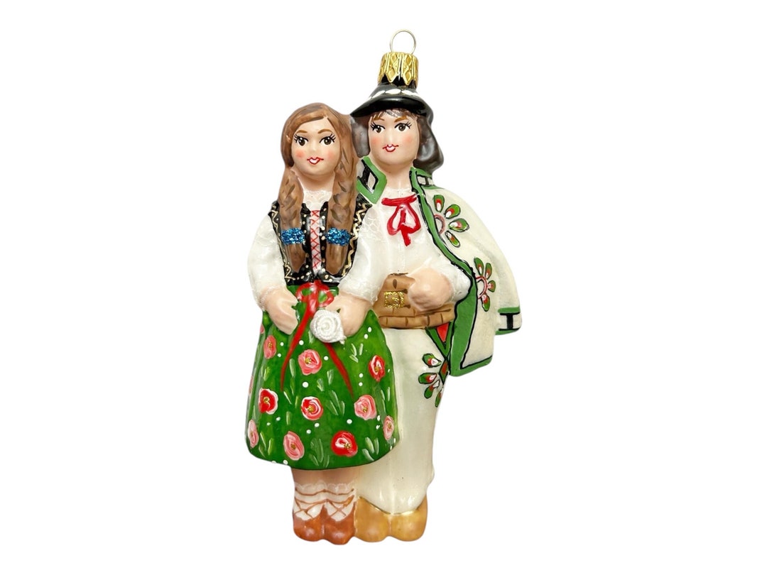 Hand-painted Highlander Couple Glass Christmas Ornament: Made in Poland ...