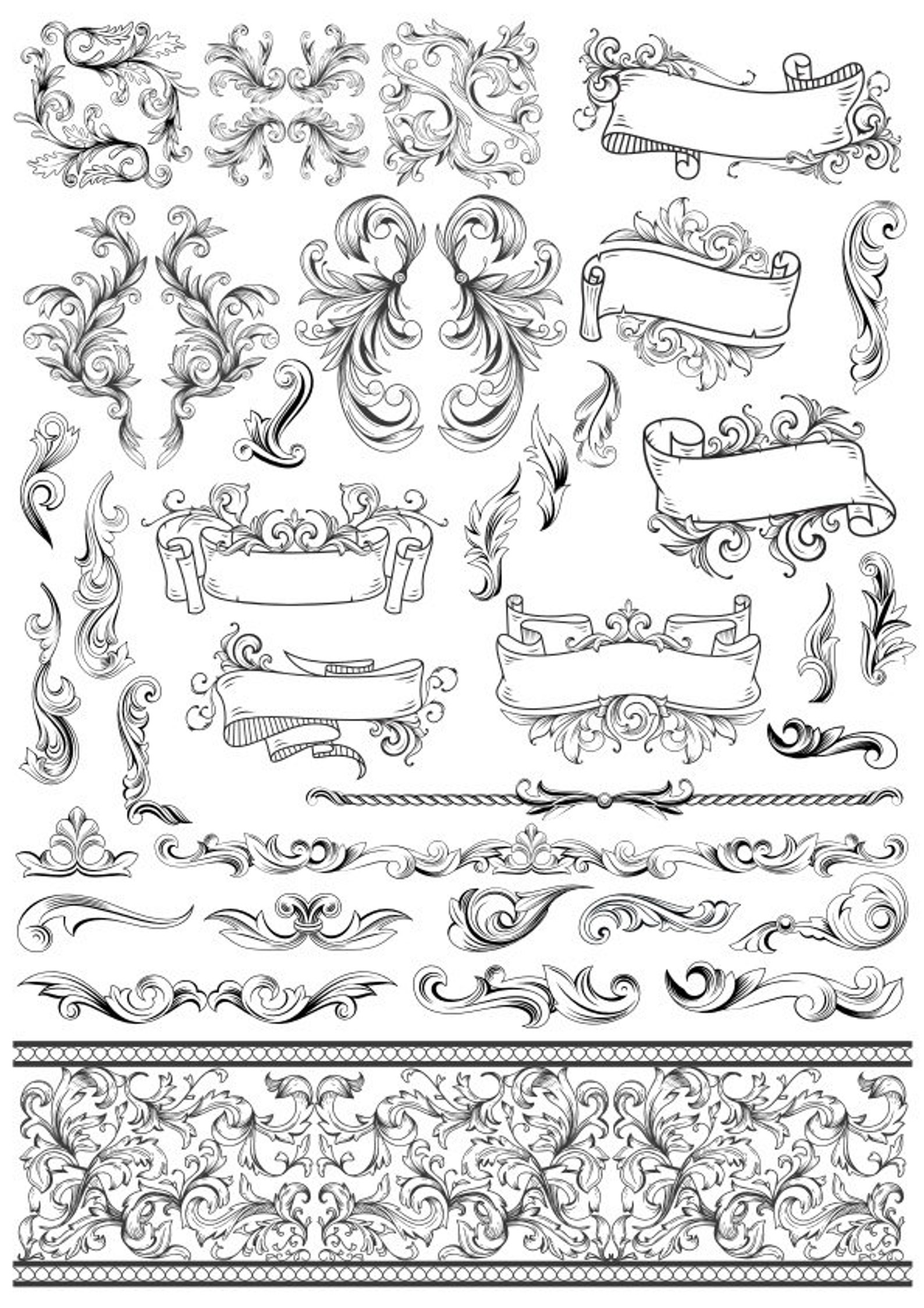 Baroque Style Silhouette Illustration Special Design for Wall Decor ...