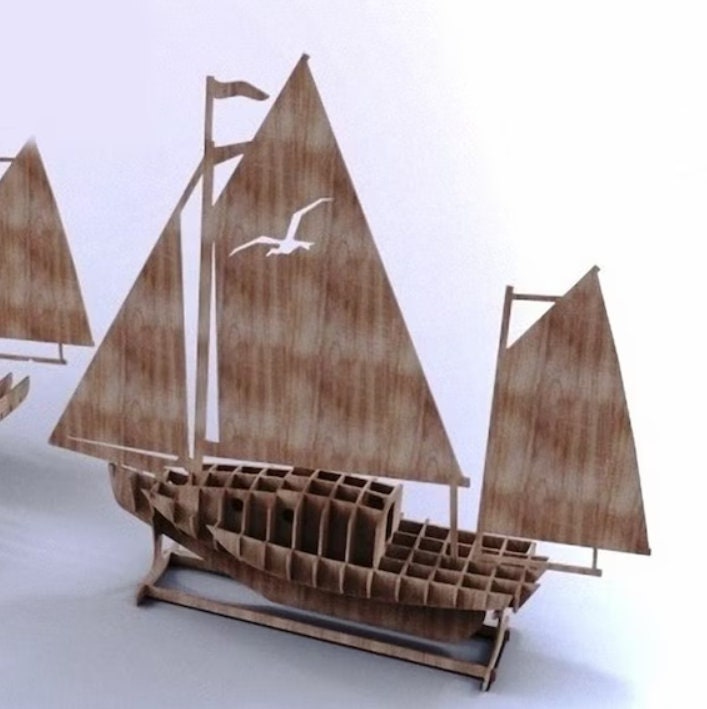 Lasercut Sailboat Model Decorative Wooden 3D Toy Plan 3 Mm SVG CDR DXF ...