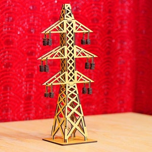 Lasercut Electrical Transmission Tower Model Wooden 3D Toy Plan 3 Mm ...