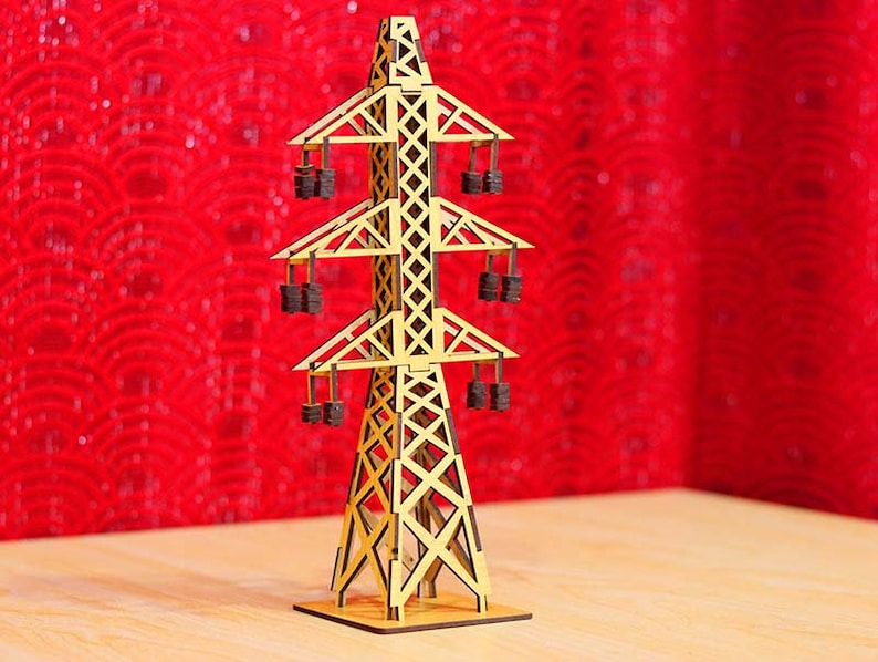 Lasercut Electrical Transmission Tower Model Wooden 3D Toy Plan 3 Mm ...