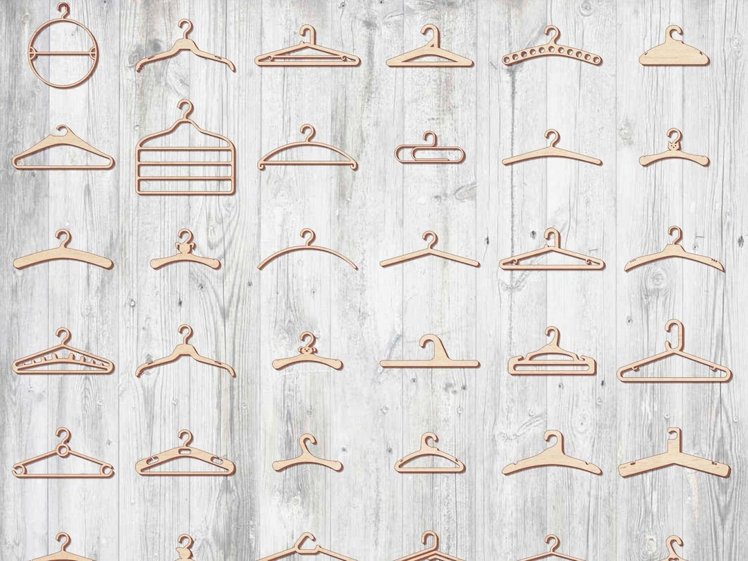 Laser Cut Custom Wooden Clothing Hangers Templates 48 Model Set SVG CDR ...
