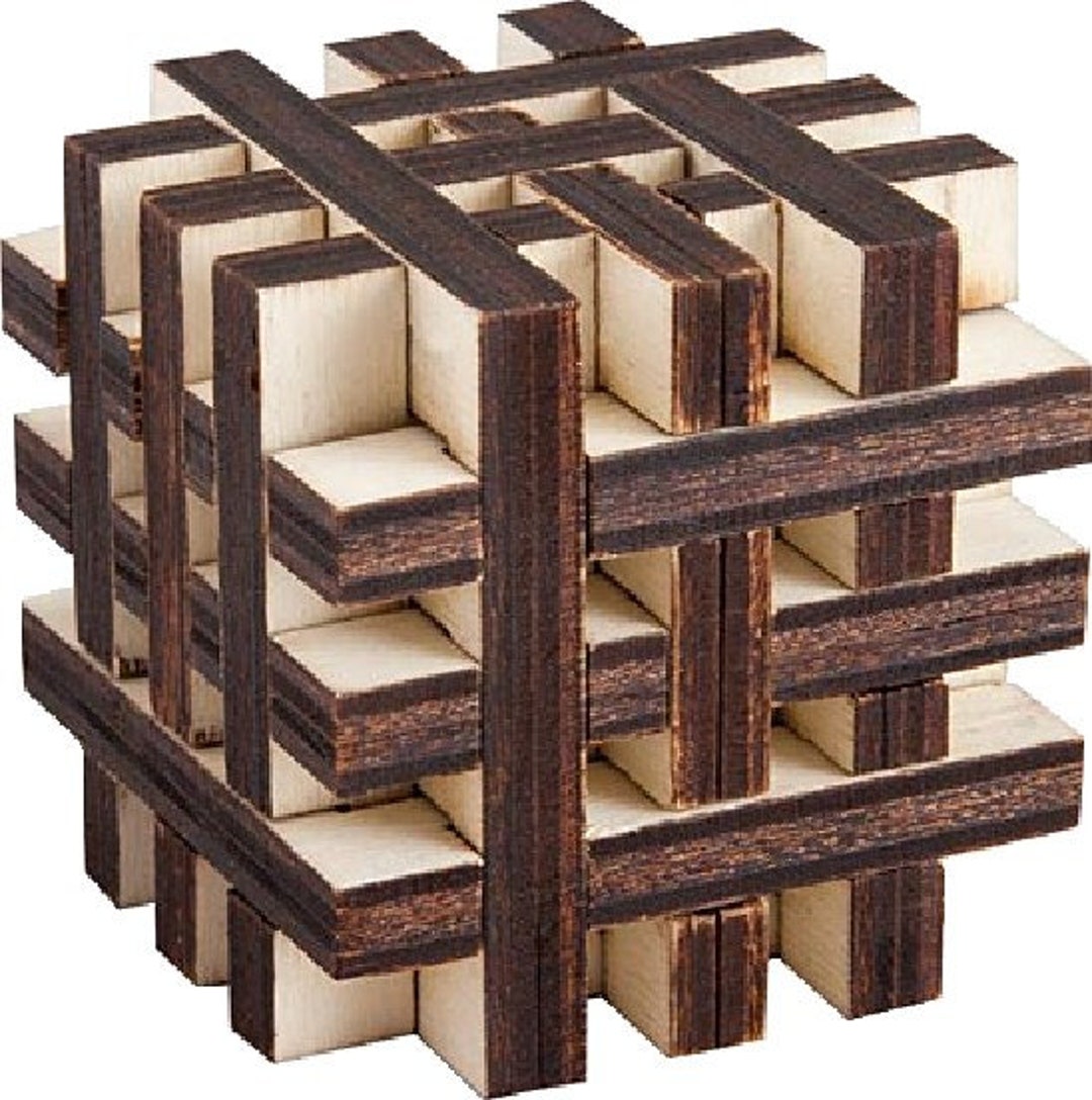 Lasercut Criss Cross Cube Model Wooden Toy 3D Puzzle Plan 3 Mm SVG CDR ...