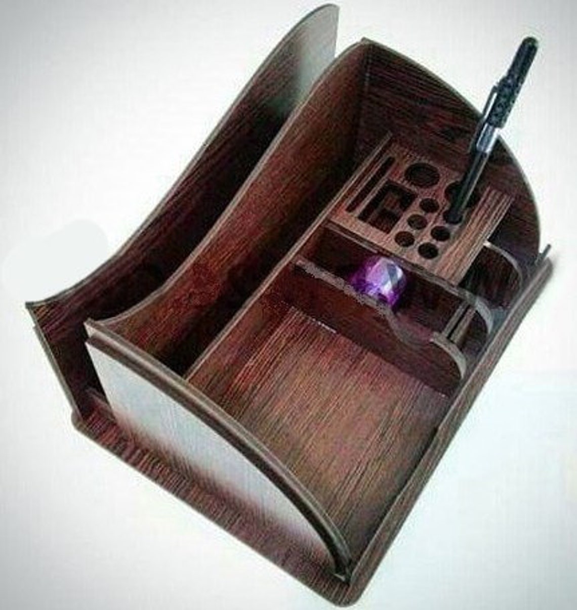 Laser Cut Wooden Desk Organizer With Pen Holder Storage Box 4 Mm SVG ...