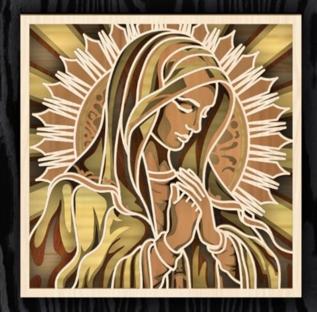 Lasercut Layered Virgin Mary 3D Wooden Wall Art 8 Layers Plan SVG DXF ...