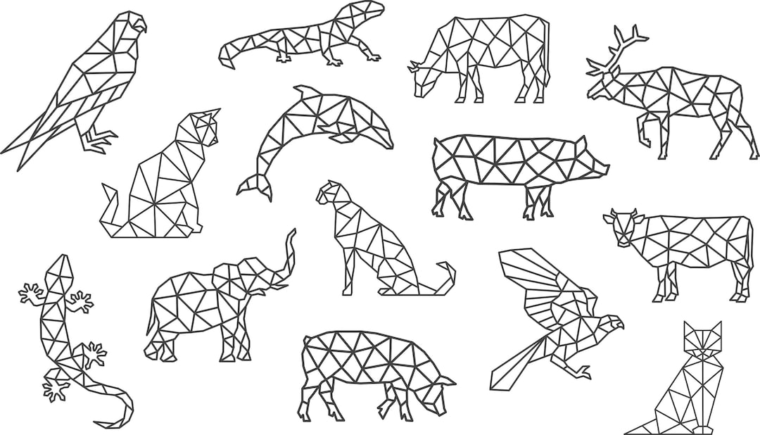 Lasercut Polygonal Geometric Animal Pet Set Wall Decoration Vector Art ...