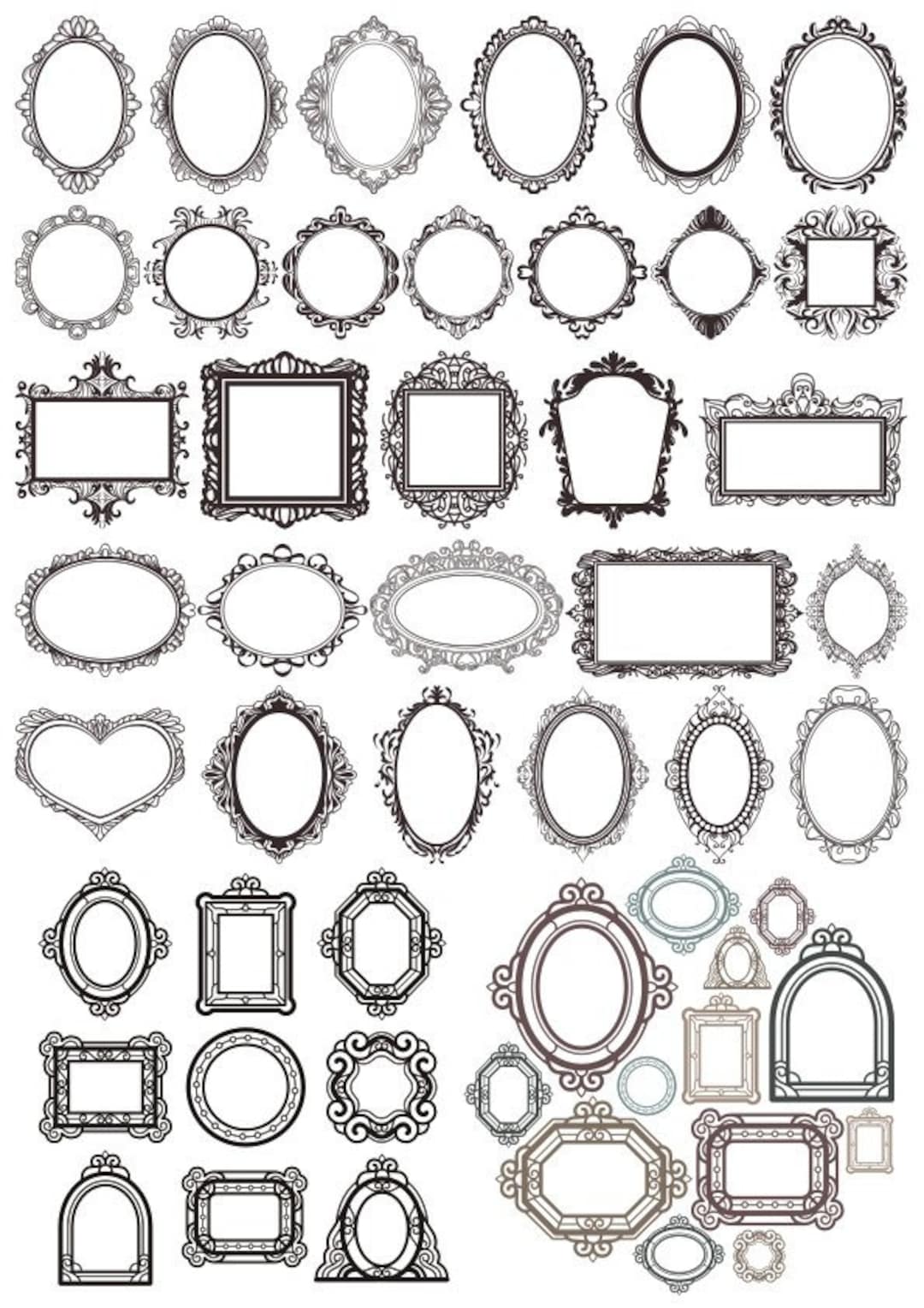 Lasercut Decor Mirror Frame Set Vector Pack SVG DXF CDR File - Etsy