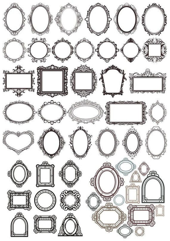 Lasercut Decor Mirror Frame Set Vector Pack SVG CDR File | Etsy