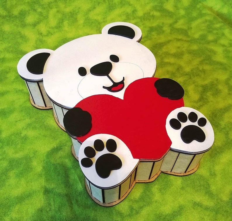 Lasercut Decorative Gift Box Cute Bear Model 3 Mm Wooden - Etsy