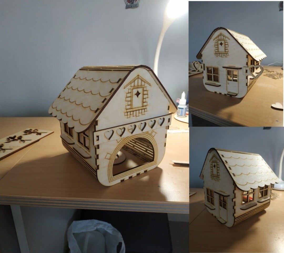 Lasercut House Model Decorative Wooden 3D Toy 4 Mm Plan SVG CDR Eps DXF ...