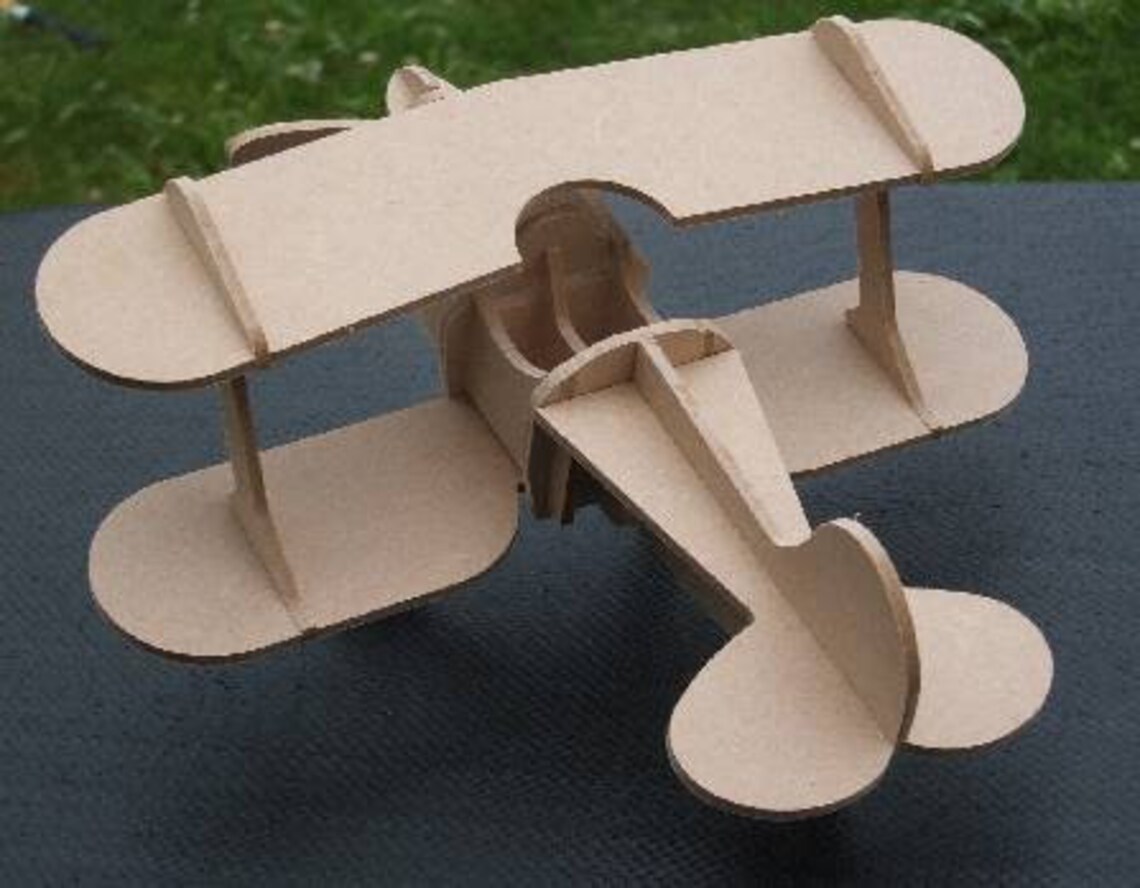 Lasercut Airplane 3D Model Simple Plan Wooden Toy 1/14" SVG DXF File ...