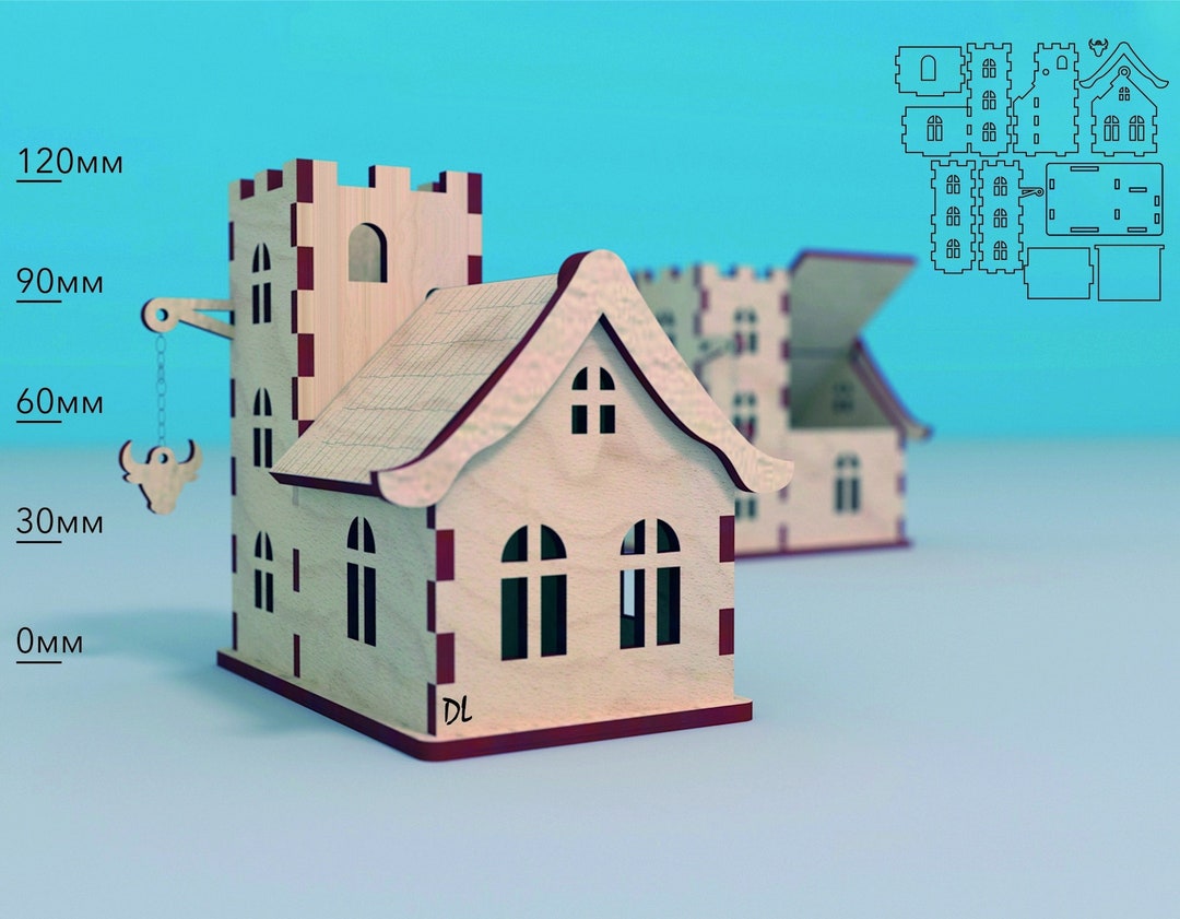 Lasercut House Model Decorative Wooden 3D Toy Plan 4 Mm SVG Dxf CDR Ai ...