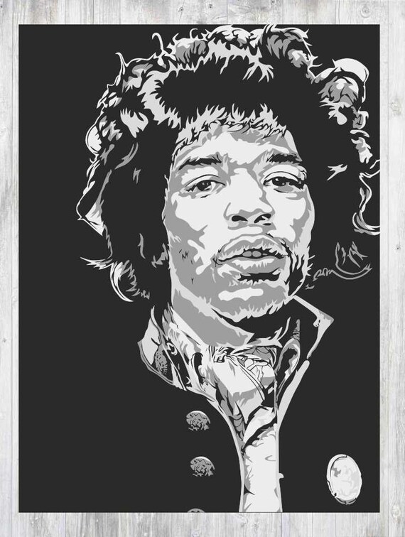 Jimi Hendrix Stencil Printable