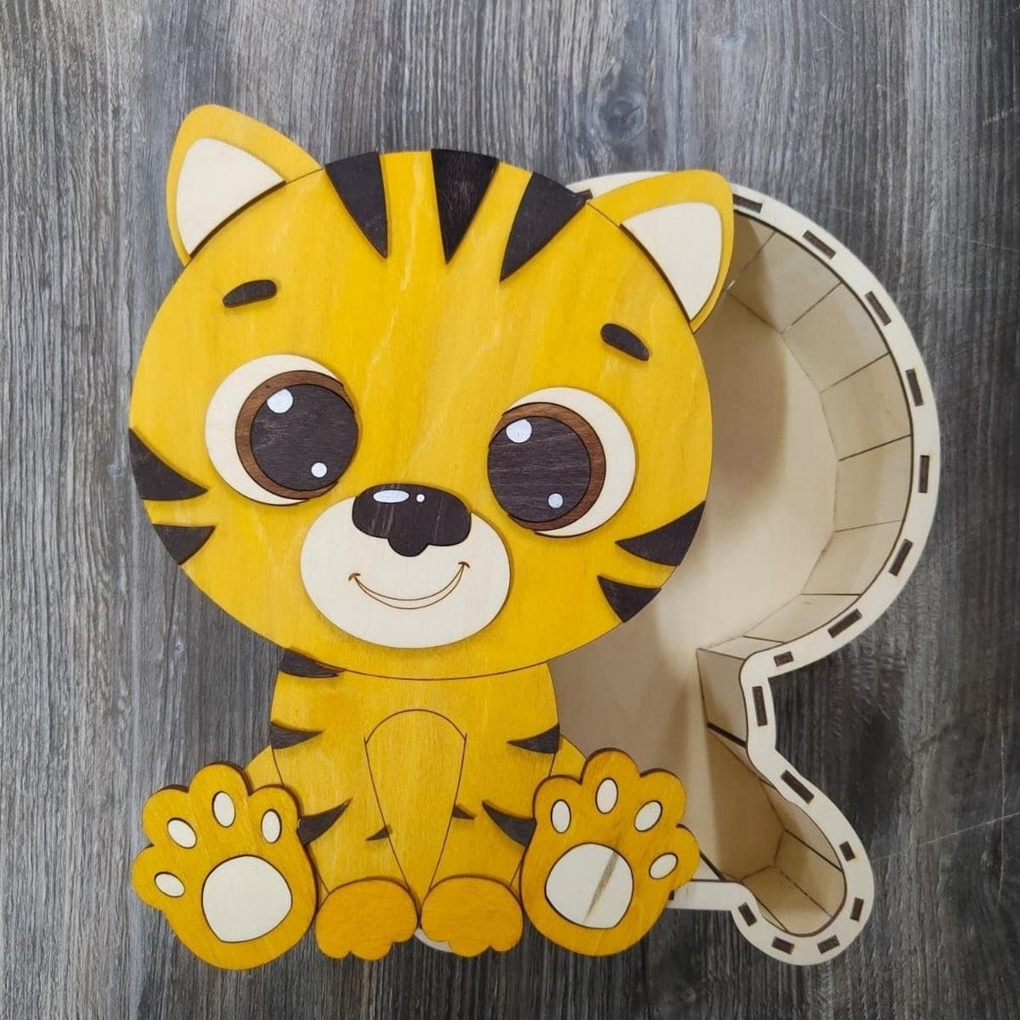 Lasercut Decorative Gift Box Cute Tiger Model 3 Mm Wooden - Etsy