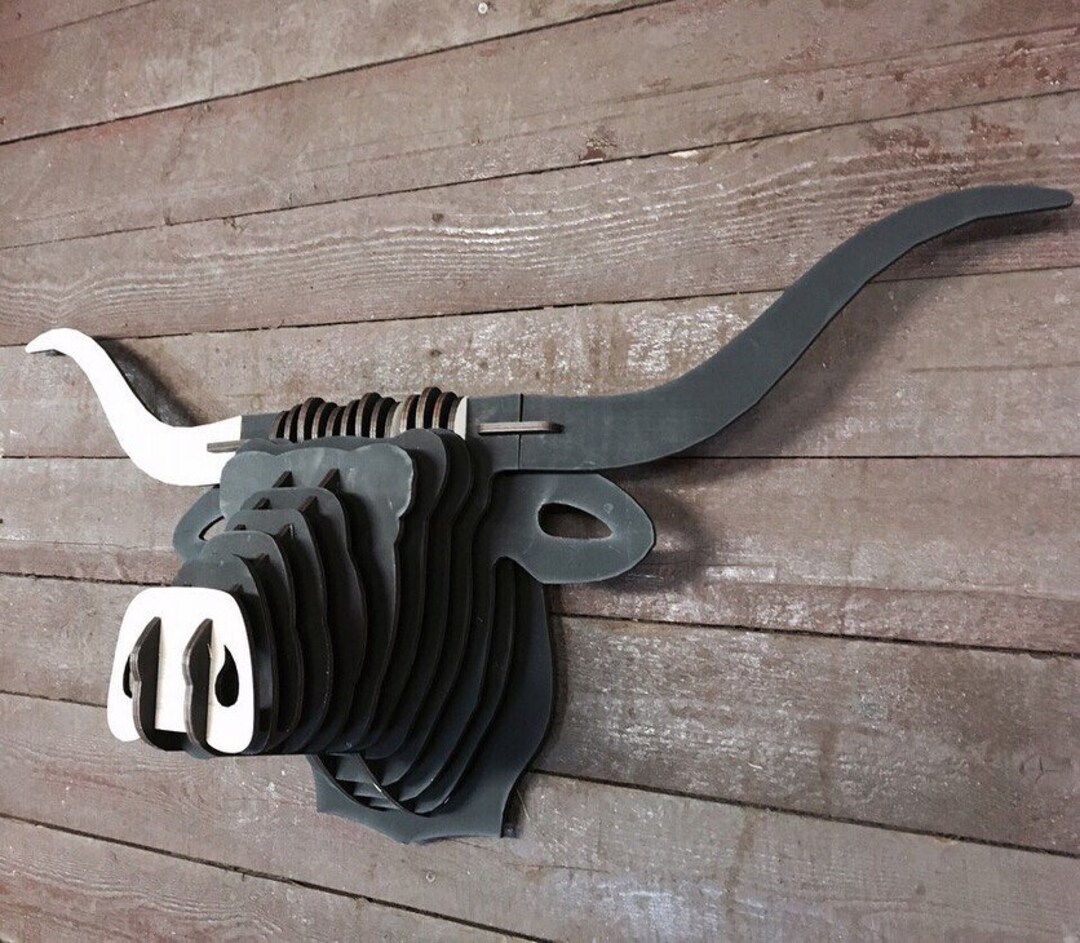 Laser Cut Buffalo Head Model Wall Decoration Plan 3D Puzzle 6 Mm SVG ...