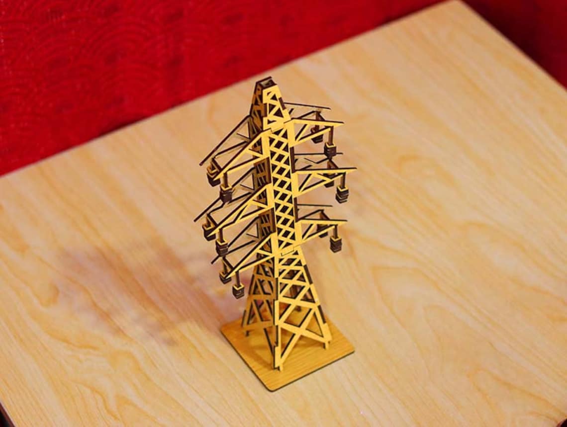 Lasercut Electrical Transmission Tower Model Wooden 3D Toy Plan 3 Mm ...