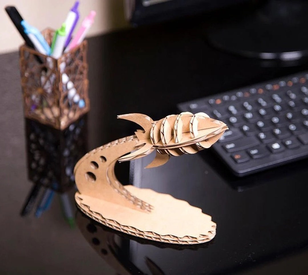 Laser Cut Blast off Rocket Model 3D Wooden Plywood Cardboard Toy 3mm ...